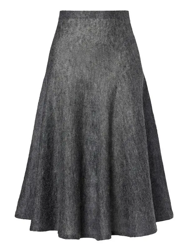 Alaïa Mohair And Wool-blend Midi Skirt - Grey
