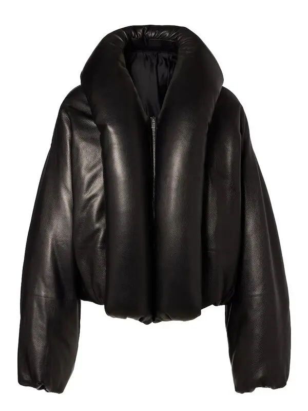 Alaïa Leather Bomber Jacket - Black
