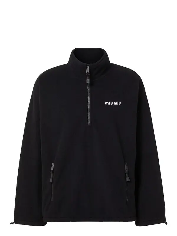 Miu Miu Fleece Half-zip Sweater - Black