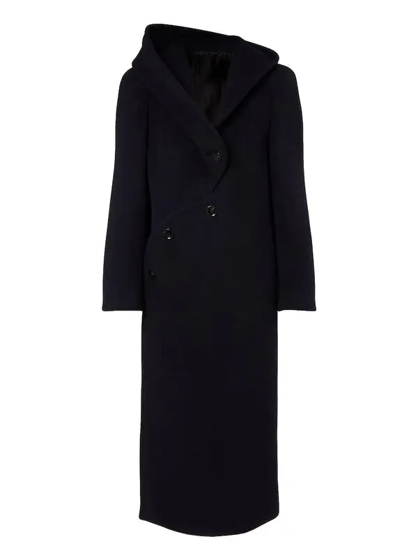 Alaïa Asymmetric Wool Coat - Blue