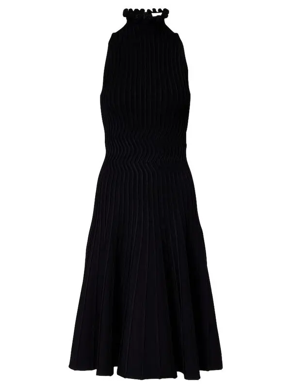 Alaïa Ribbed-knit Turtleneck Midi Dress - Black