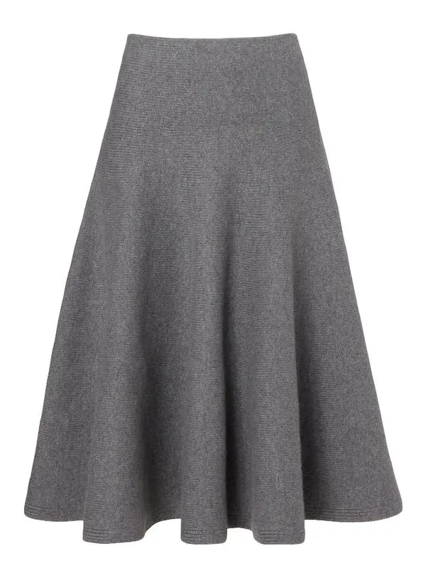 Alaïa Cashmere-blend Midi Skirt - Grey