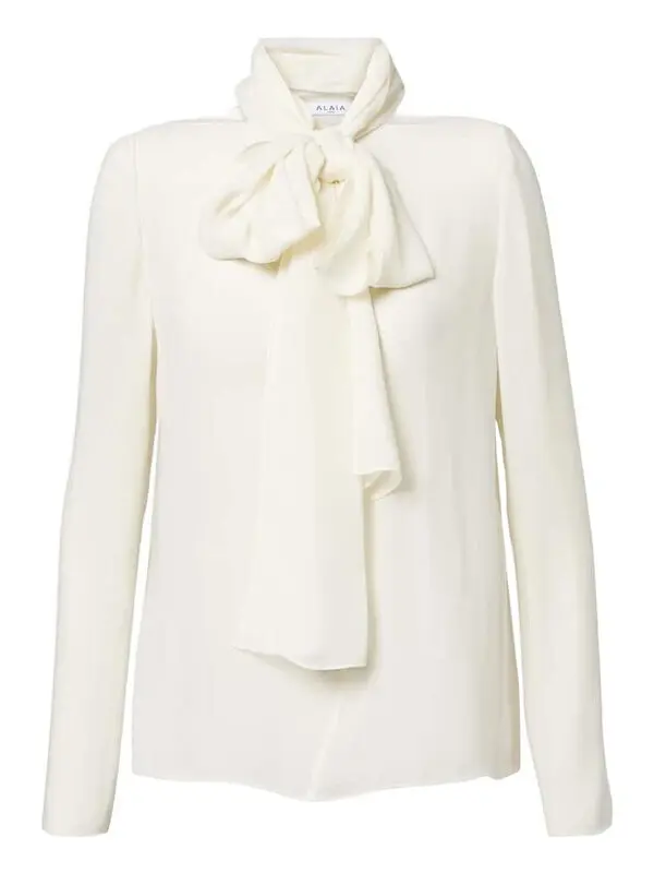 Alaïa Sheer Tie-neck Blouse - White