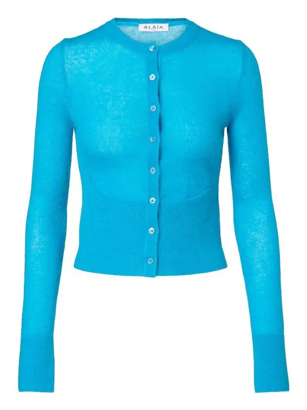 Alaïa Mohair And Wool-blend Cardigan - Blue