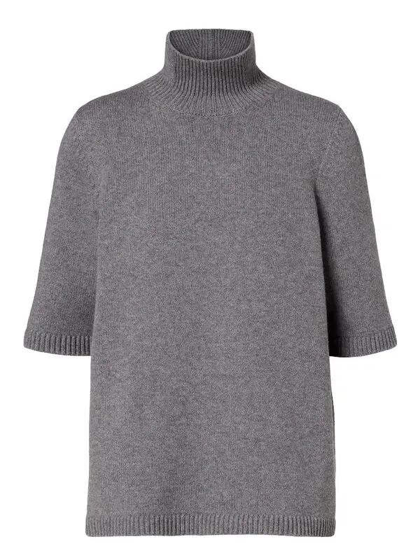 Alaïa Knitted Cashmere-blend Turtleneck Top - Grey