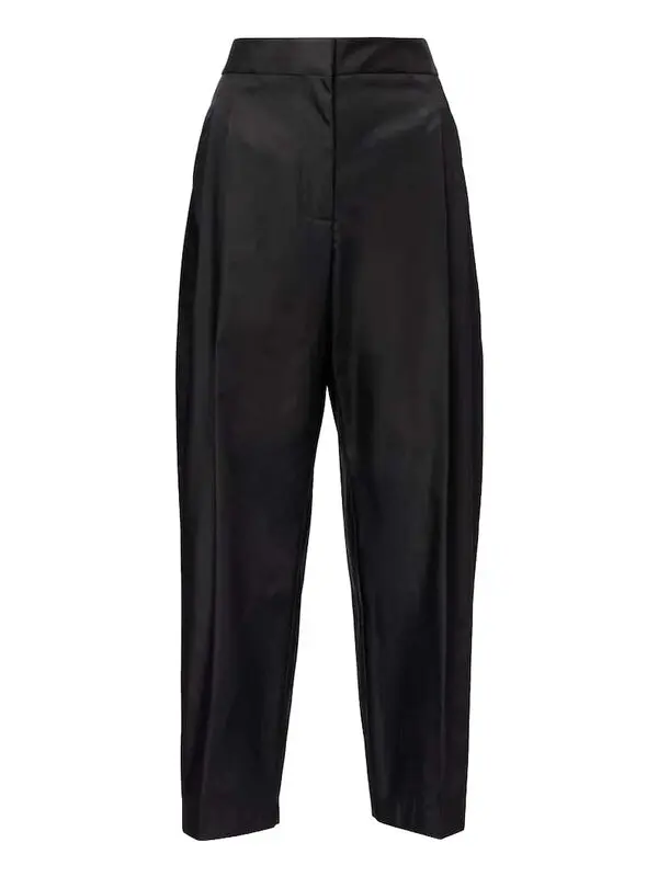 Alaïa Cropped High-rise Satin Tapered Pants - Black