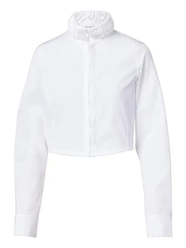 Alaïa Cropped Cotton Poplin Shirt - White