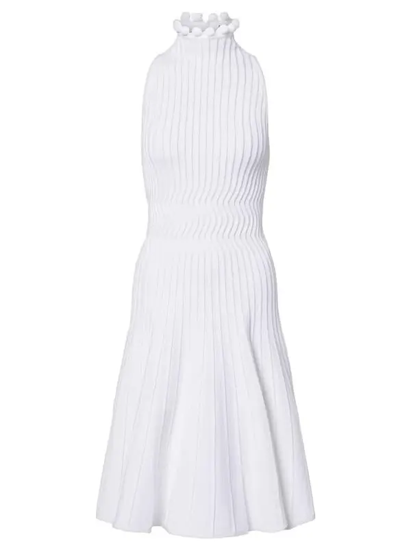 Alaïa Ribbed-knit Turtleneck Midi Dress - White