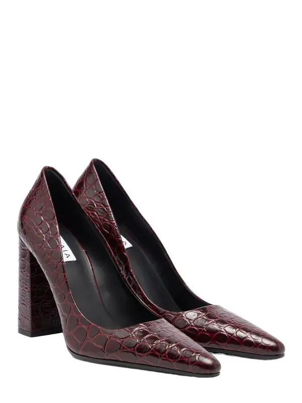 Alaïa Pointy 90 Croc-effect Leather Pumps - Burgundy