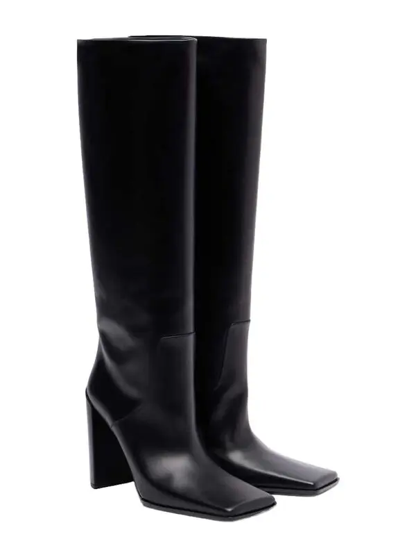 Alaïa Square Leather Knee-high Boots - Black