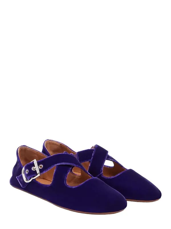 Alaïa Velvet Ballet Flats - Purple