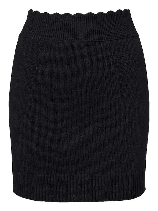 Chloé Ribbed-knit Wool And Cashmere Miniskirt - Black