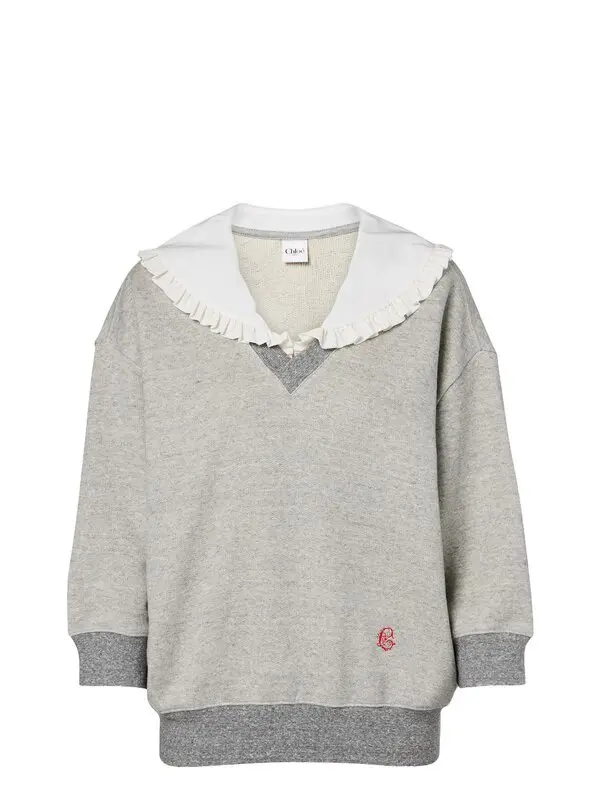 Chloé Cotton-blend French Terry Sweatshirt - Grey
