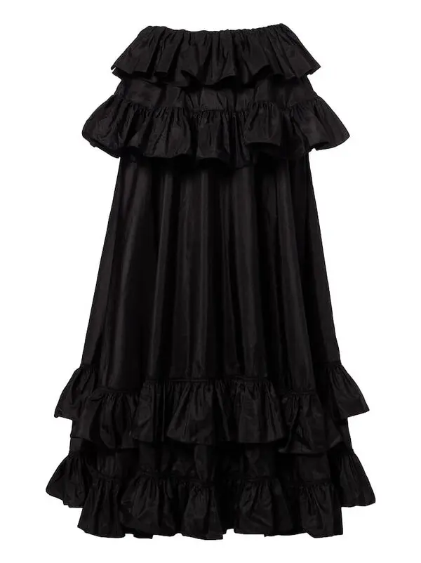 Chloé Ruffled Silk Maxi Skirt - Black