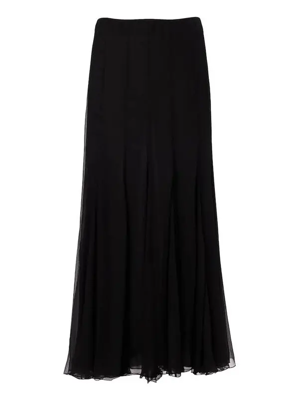 Chloé Pleated Silk Muslin Maxi Skirt - Black