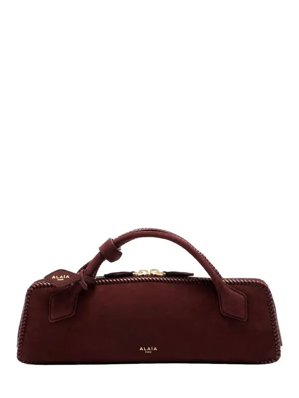 Alaïa Le Teckel Small Suede Clutch - Burgundy
