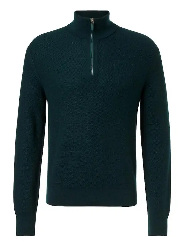 Zegna Cashmere Half-zip Turtleneck Sweater - Green