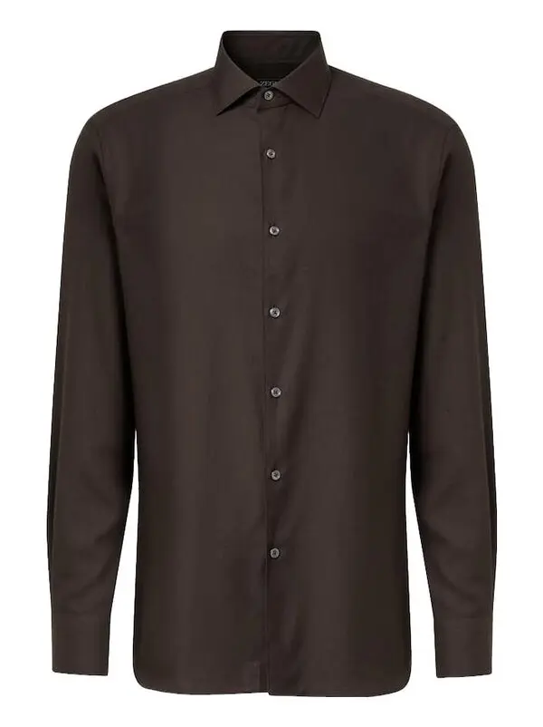 Zegna Cotton And Cashmere Shirt - Brown