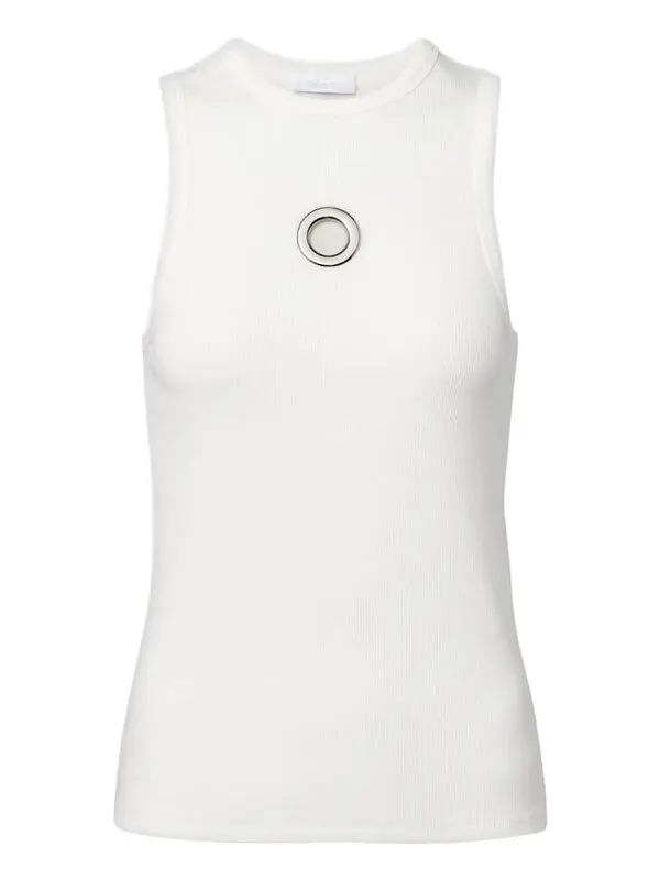 Rabanne Embellished Cotton-blend Tank Top - White