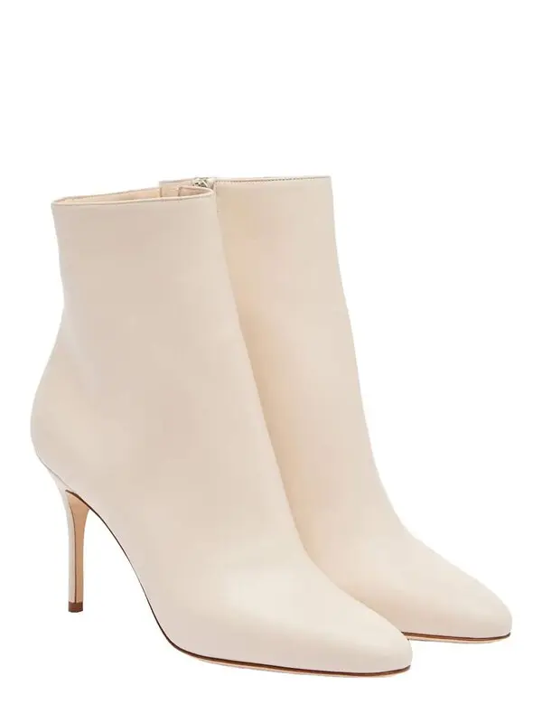 Manolo Blahnik Insopo Leather Ankle Boots - White