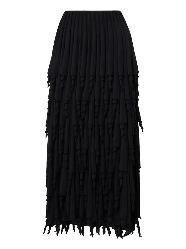 Alaïa Tiered Wool And Silk Maxi Skirt - Black