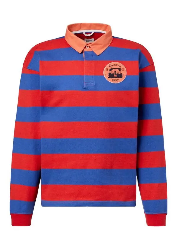 BODE Striped Cotton Polo Shirt - Red