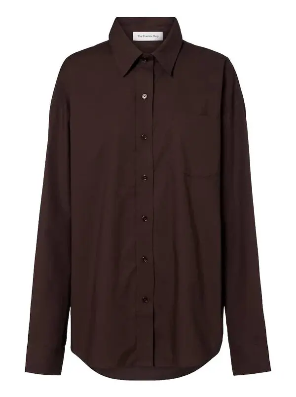 THE FRANKIE SHOP Ornella Oversized Cotton Shirt - Brown