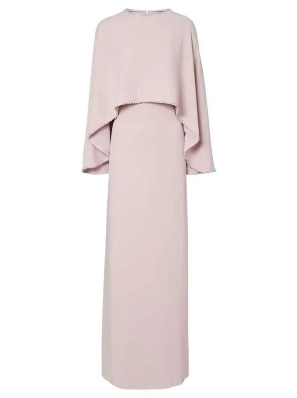 Costarellos Crystal-embellished Caped Gown - Pink