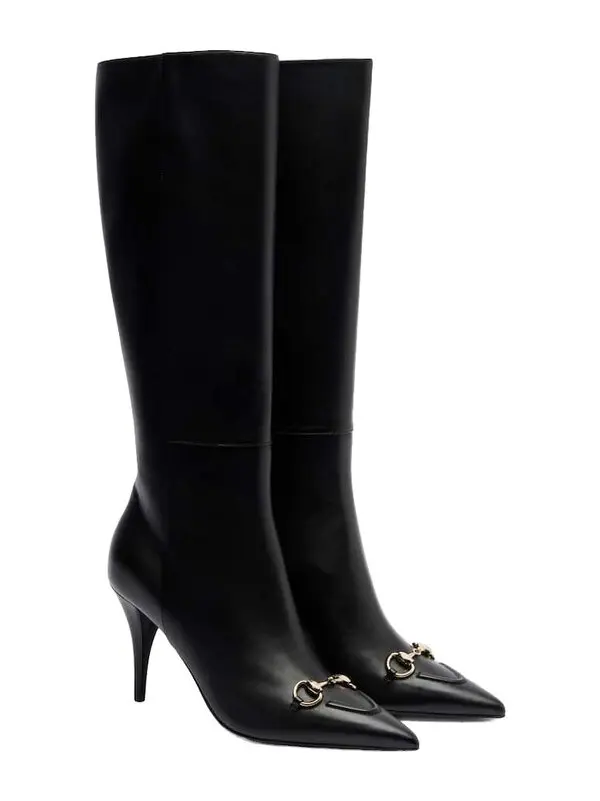 Gucci Erin Leather Knee-high Boots - Black