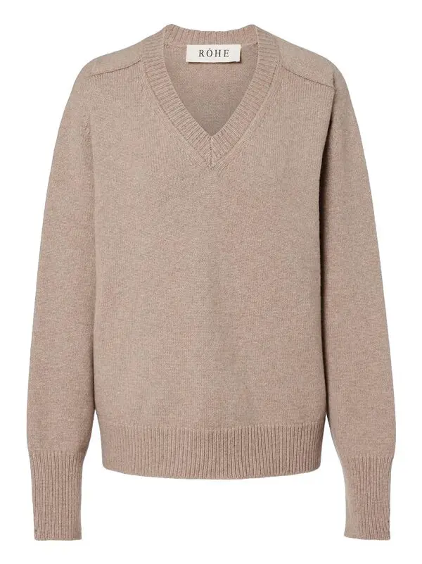 RÓHE Wool And Cashmere V-neck Sweater - Beige