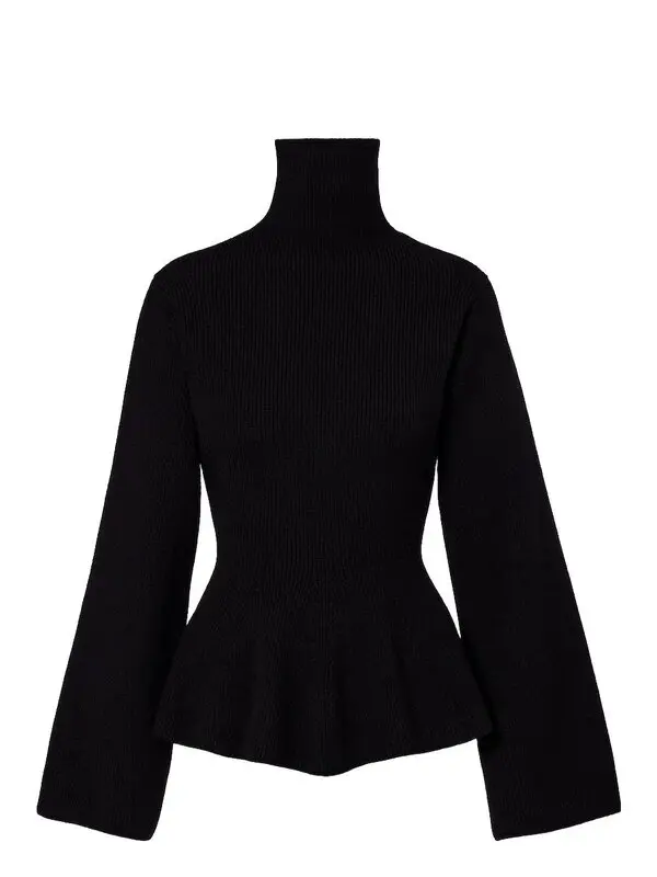 RÓHE Turtleneck Wool And Cashmere Top - Black