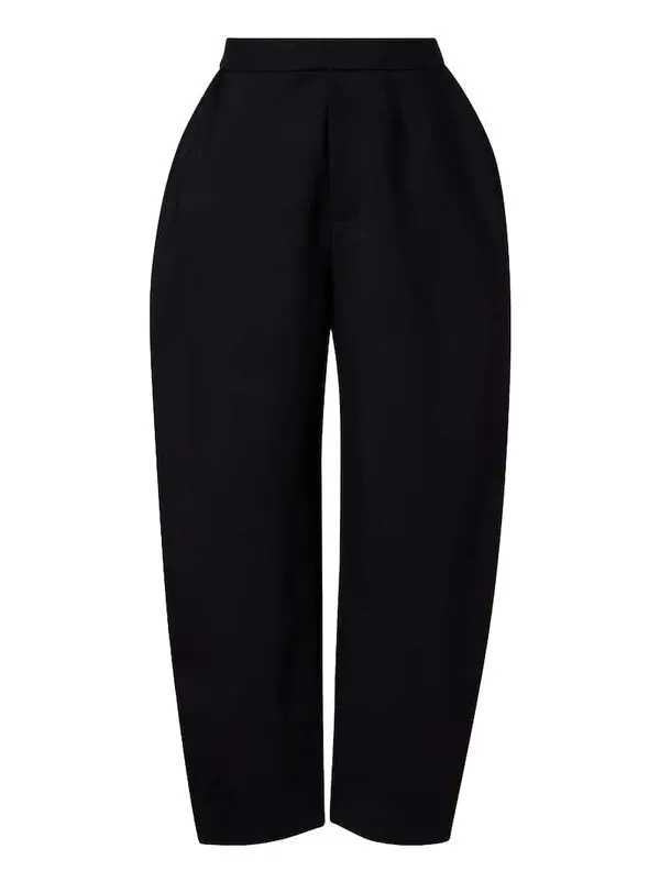 RÓHE High-rise Crêpe Barrel-leg Pants - Black