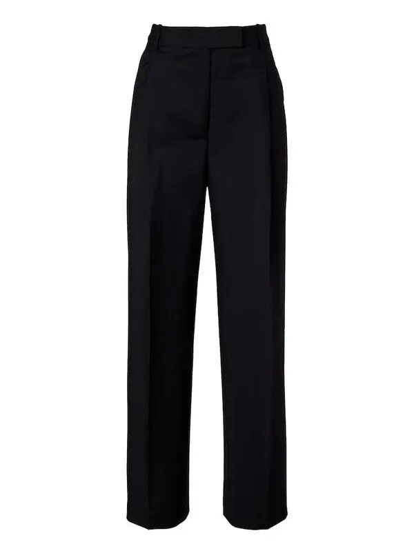 RÓHE Mid-rise Wool And Mohair Wide-leg Pants - Black