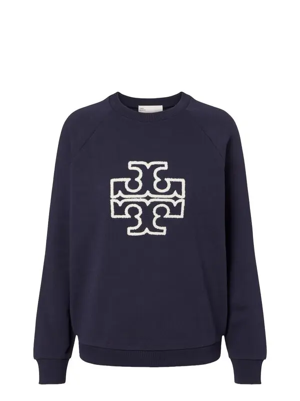Tory Burch Logo Cotton Jersey Sweatshirt - Blue
