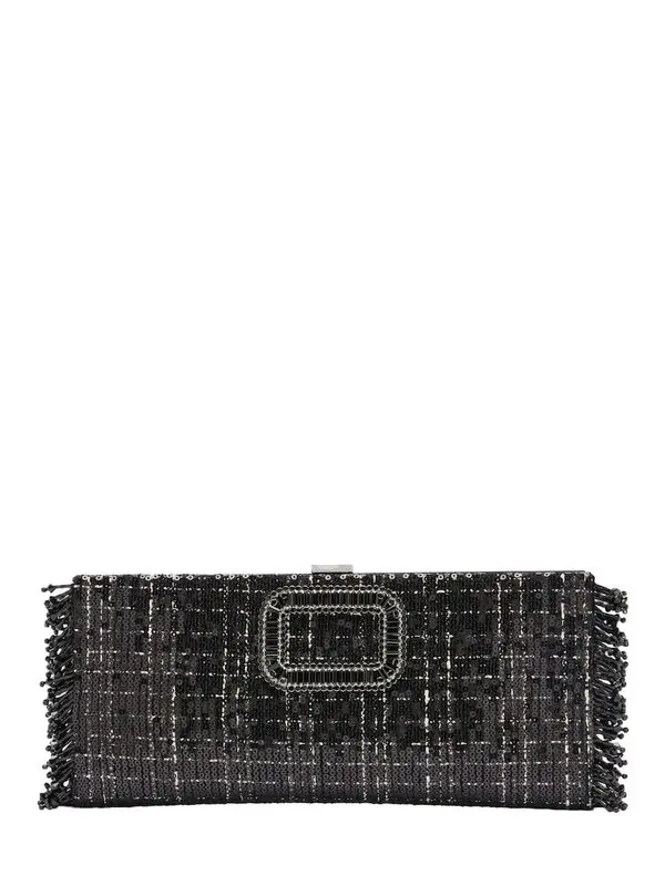 ROGER VIVIER Pilgrim Mini Sequined Clutch - Black