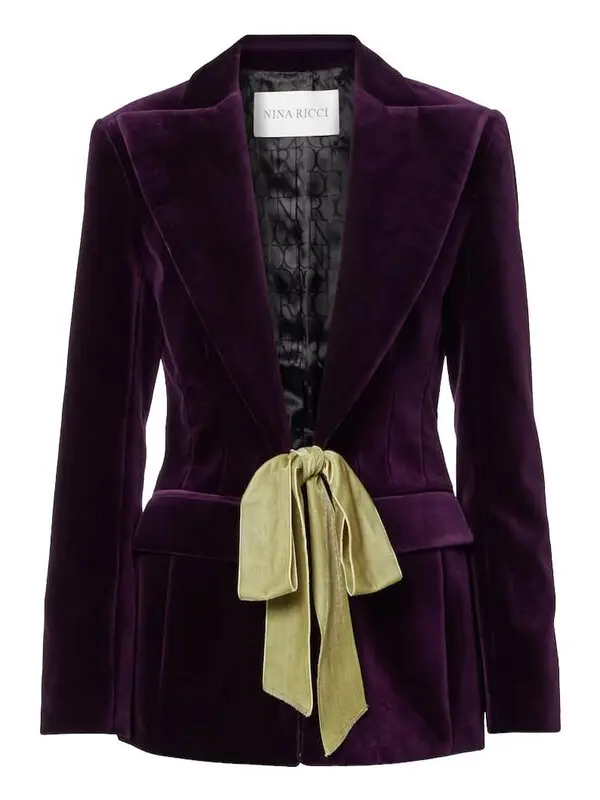 Nina Ricci Cotton Velvet Blazer - Purple