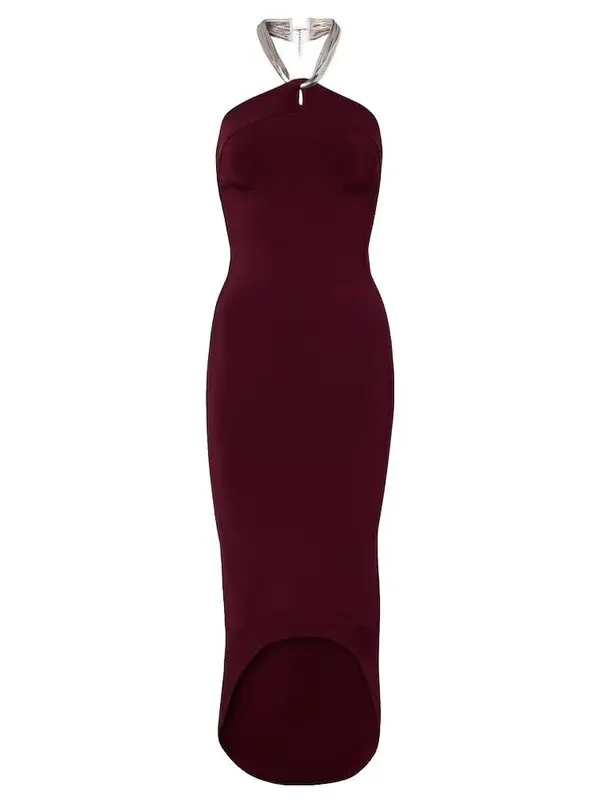 Galvan Halterneck Midi Dress - Burgundy