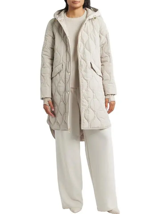 Bcbgmaxazria Onion Quilted Hooded Long Coat - Nude