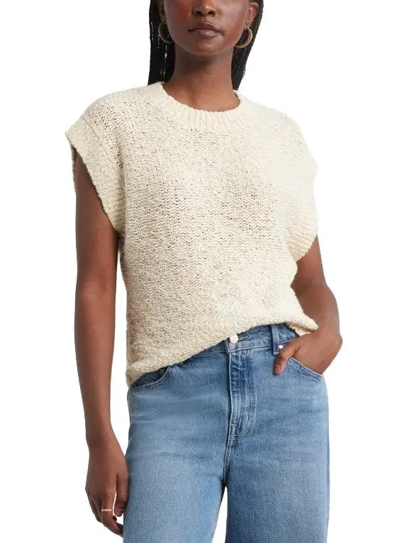 Treasure & Bond Slub Cotton Cap Sleeve Sweater - Ivory Dove