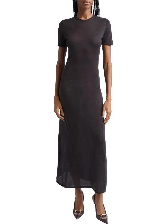 FERRAGAMO Straight-cut Sheer Cashmere Dress - Dark Expresso Mel