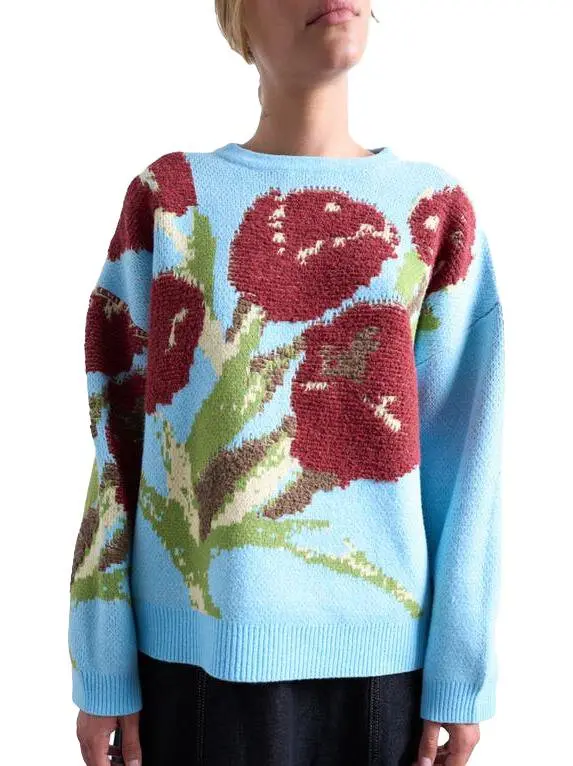 Topshop Tulip Textured Sweater - Medium Blue
