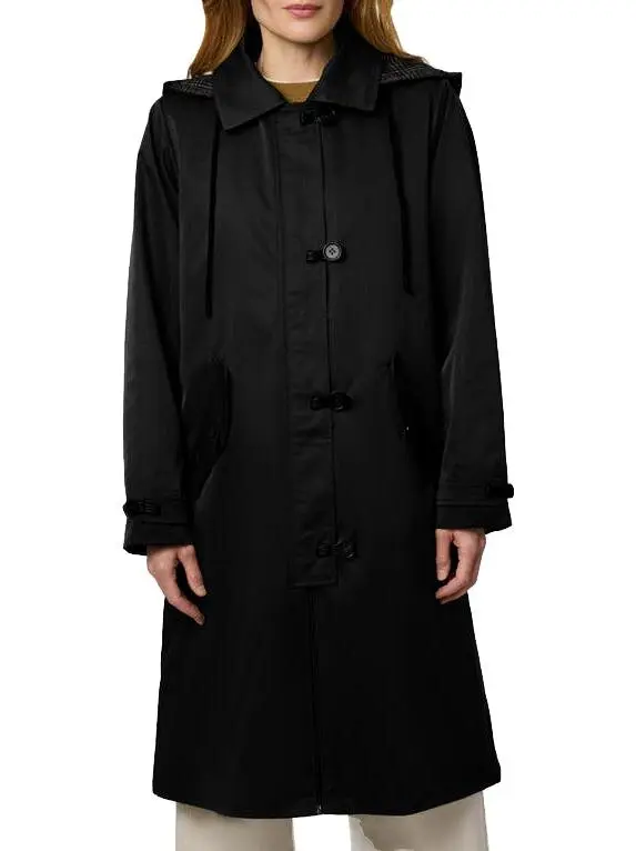 Bernardo Longline Hooded Raincoat - Black