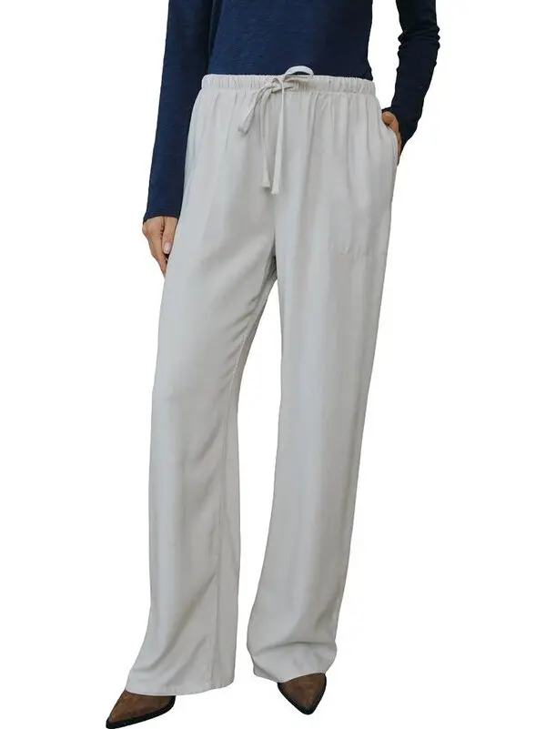 Bella Dahl Kylie Drawstring Wide Leg Pants - Ivory Smoke