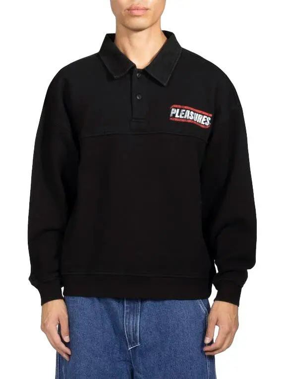 PLEASURES Cotton Polo Sweatshirt - Black