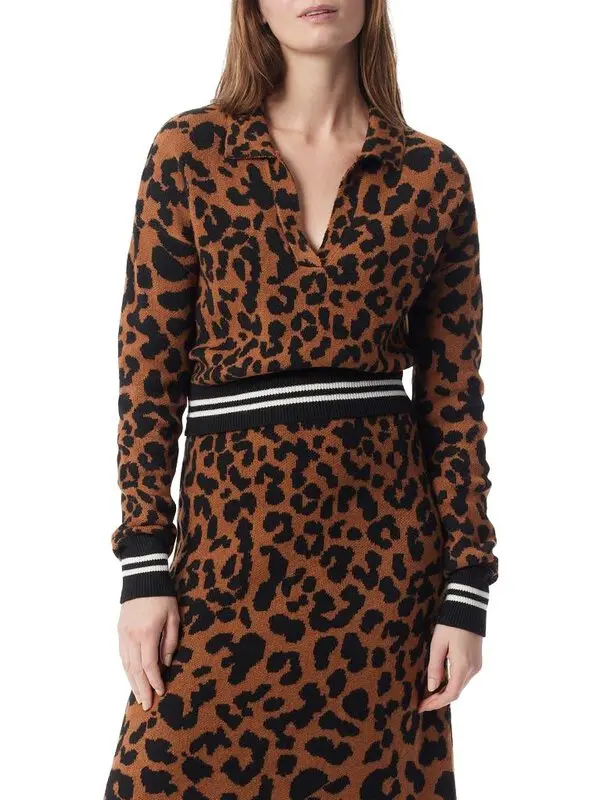 DO BY DEE OCLEPPO Barbara Leopard Jacquard Sweater - Neutral- Animal Jacquard