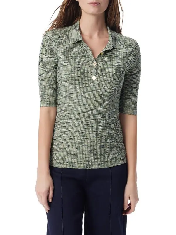 DO BY DEE OCLEPPO Cleo Space Dye Rib Polo Sweater - Cypress Multi