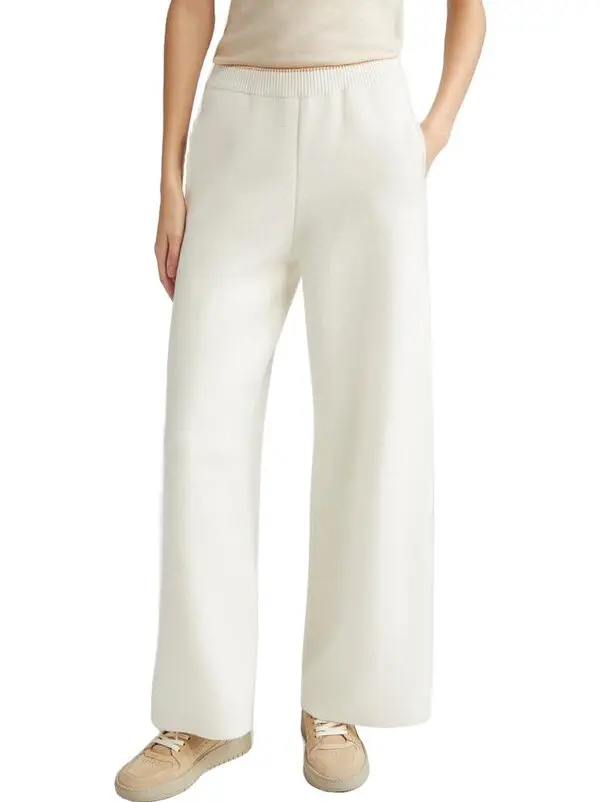 Eleventy Cashmere Blend Wide Leg Pants - 150 Cream