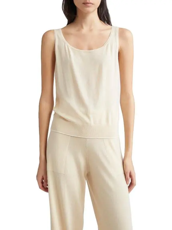 Eleventy Tipped Merino Wool Tank Top - Ivory