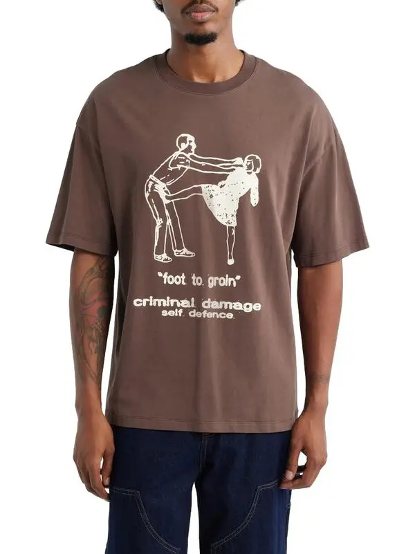 CRIMINAL DAMAGE Self Defense T-shirt - Chocolate