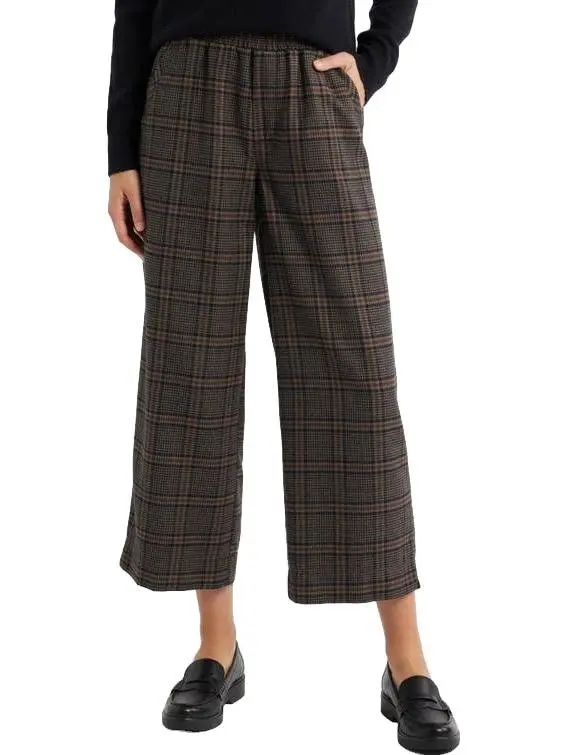 Wit & Wisdom Plaid Wide-leg Pants - Chocolate Taupe Multi